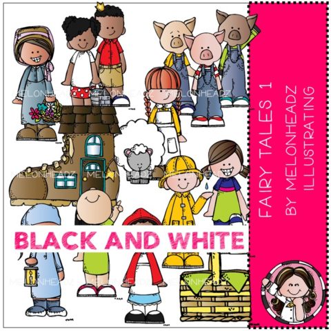 Fairy Tales clip art – Set 1 – BLACK AND WHITE - Melonheadz