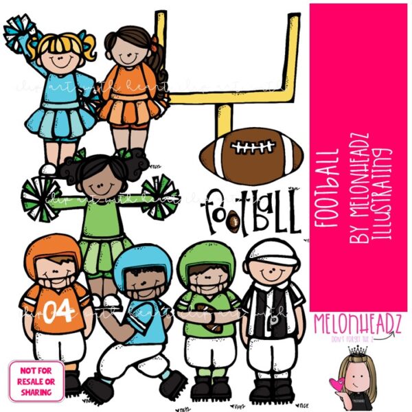 Football clip art, sport, cheerleader COLORED Version - Melonheadz