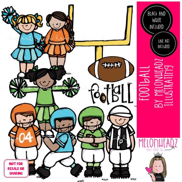 Football clip art, sport, cheerleader COMBO PACK - Melonheadz