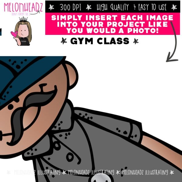 Gym Class clip art, exercise, physical education COMBO PACK - Melonheadz