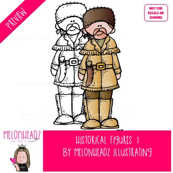 Historical Figures 1 clip art, Anne Frank, Ghandi COMBO PACK - Melonheadz