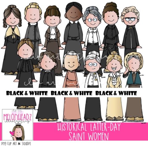 Historical Figures clip art – LDS Women – BLACK AND WHITE - Melonheadz