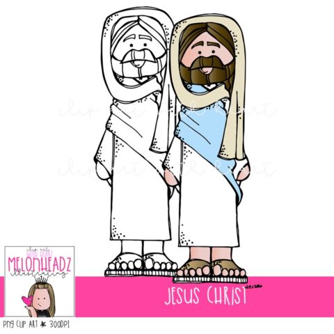 Jesus clip art – light blue - Melonheadz