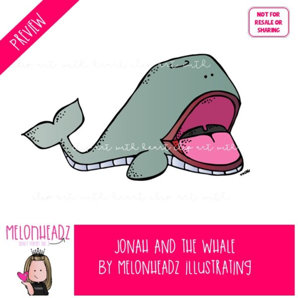 Jonah and the Whale clip art, Bible COLORED Version - Melonheadz