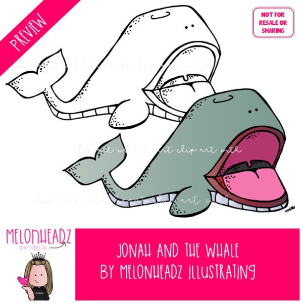 Jonah and the Whale clip art, Bible COMBO PACK - Melonheadz