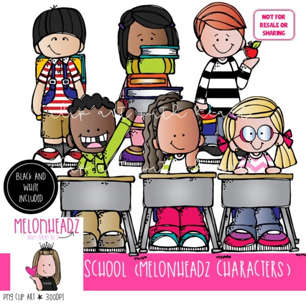 School clip art, Melonheadz Characters, students Mini - Melonheadz