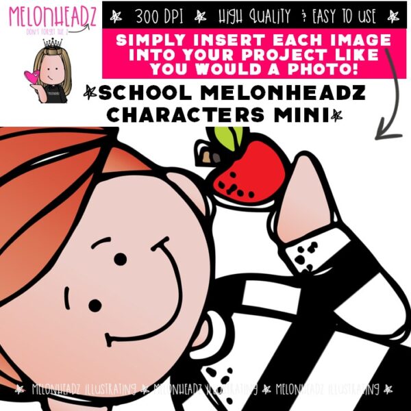 School clip art, Melonheadz Characters, students Mini - Melonheadz