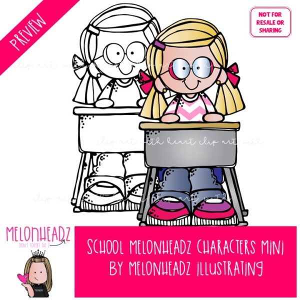 School clip art, Melonheadz Characters, students Mini - Melonheadz