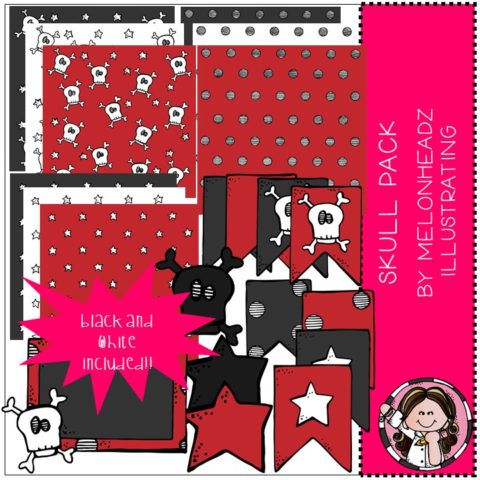 Digital Paper & Clip art – Skulls - Melonheadz