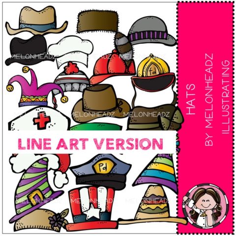 Hats clip art – LINE ART - Melonheadz