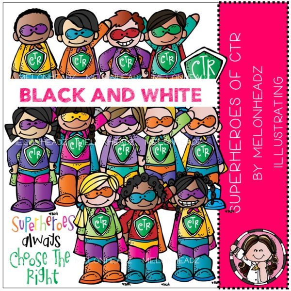 Superheroes of CTR clip art – BLACK AND WHITE - Melonheadz