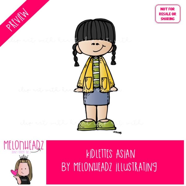 Kidlettes clip art, Asian kids clip art COLORED Version - Melonheadz