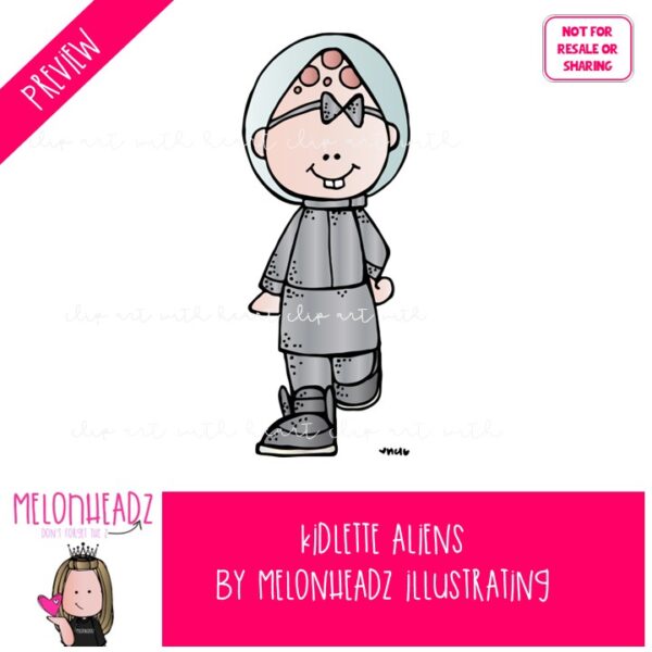 Kidlette Aliens clip art, Space clip art COLORED Version - Melonheadz