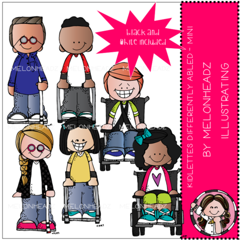 Kidlettes clip art – Differently Abled – Mini - Melonheadz