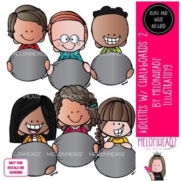 Kidlettes with chalkboards 2 clip art, blackboard, blank Mini - Melonheadz