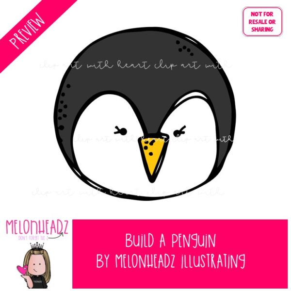 Build A Penguin clip art, Flightless bird COLORED Version - Melonheadz