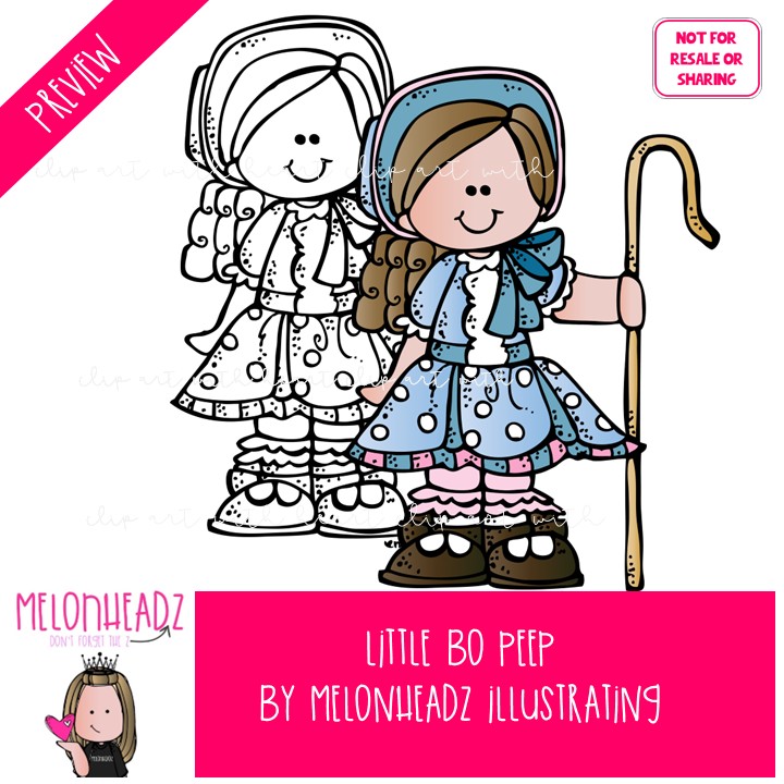 Little Bo Peep clip art, Nursery Rhyme clip art, Literature clip art ...