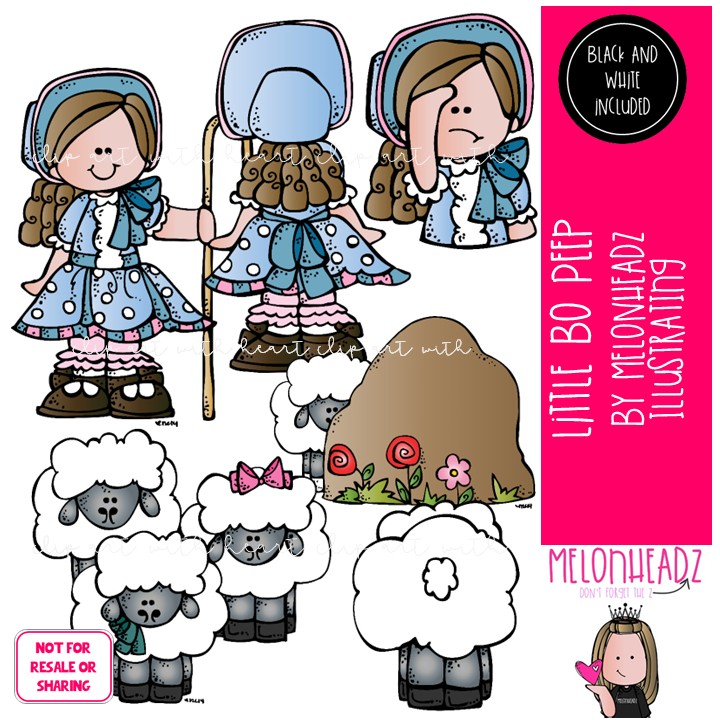 Little Bo Peep clip art, Nursery Rhyme clip art, Literature clip art ...