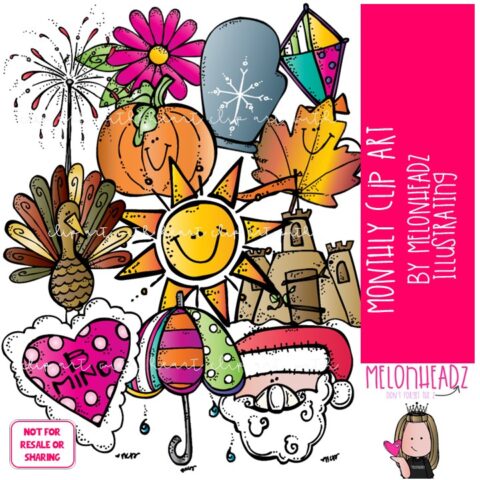 Monthly Clip Art, holiday clip art, seasonal clip art COLORED Version ...