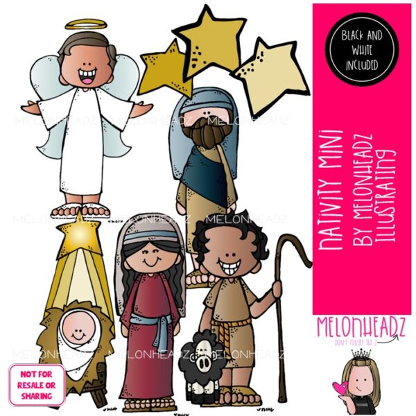 Nativity clip art, Christmas clip art Mini - Melonheadz