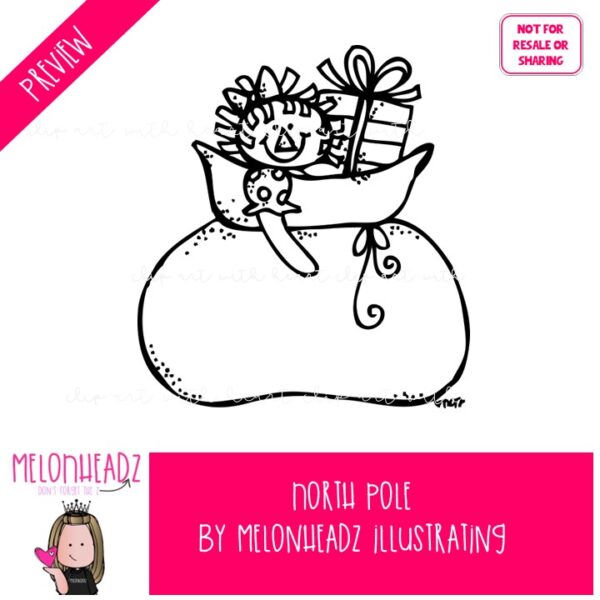 North Pole clip art, Christmas clip art, Santa clip art LINE ART and ...