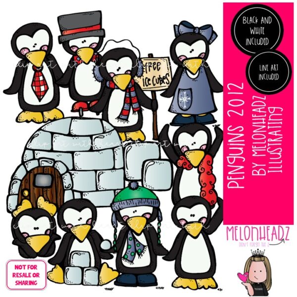 Penguins clip art, Winter clip art COMBO PACK - Melonheadz
