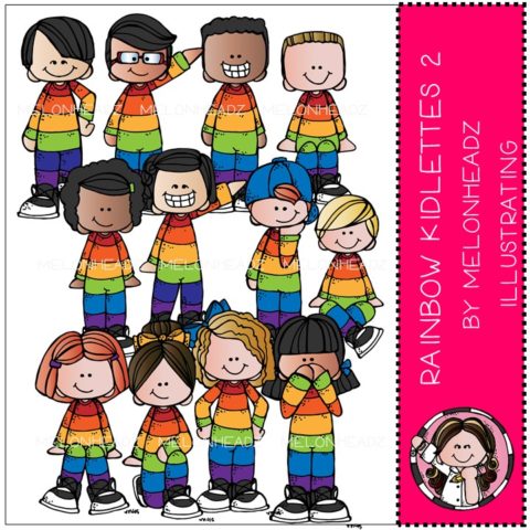 Rainbow Kidlettes cliip art – Set 2 - Melonheadz