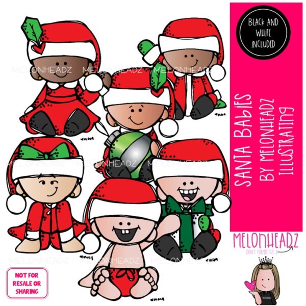 Santa Babies clip art, Christmas clip art Mini - Melonheadz