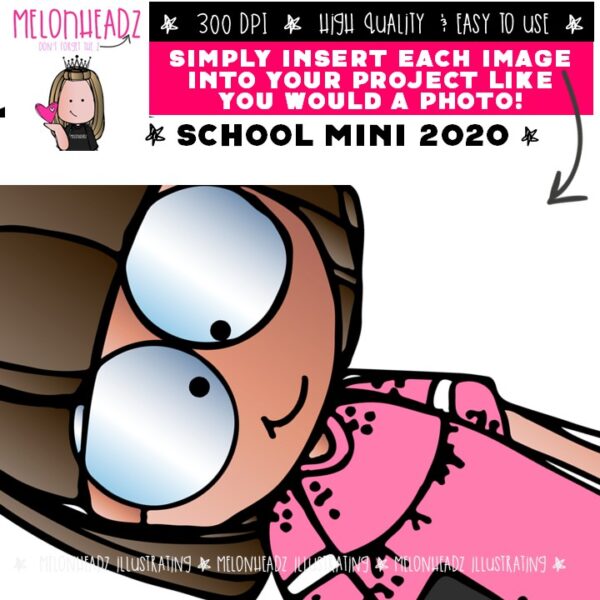 School clip art 2020, kid, desk Mini - Melonheadz