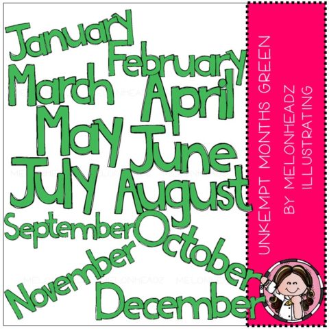 Months clip art – Unkempt – Green - Melonheadz