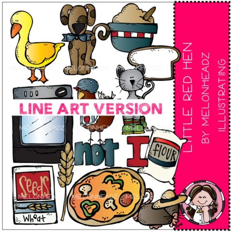 Little Red Hen clip art – LINE ART - Melonheadz Illustrating