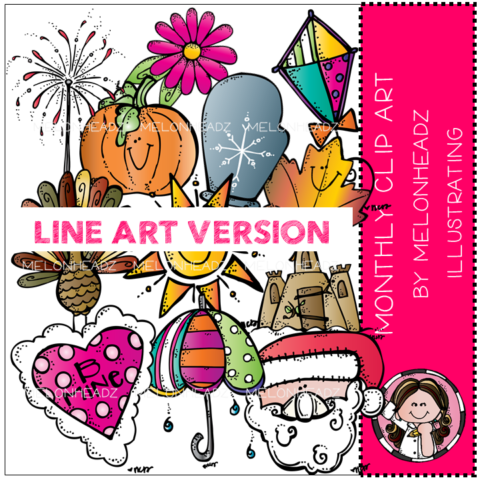 Monthly Clip Art – LINE ART - Melonheadz