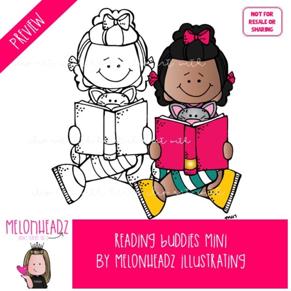 Reading Buddies clip art, book Mini - Melonheadz
