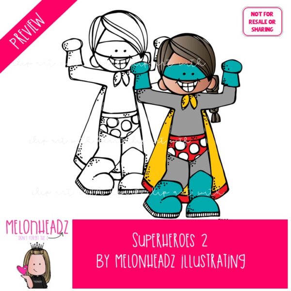 Superhero clip art Set 2 Superheroes clip art COMBO PACK - Melonheadz