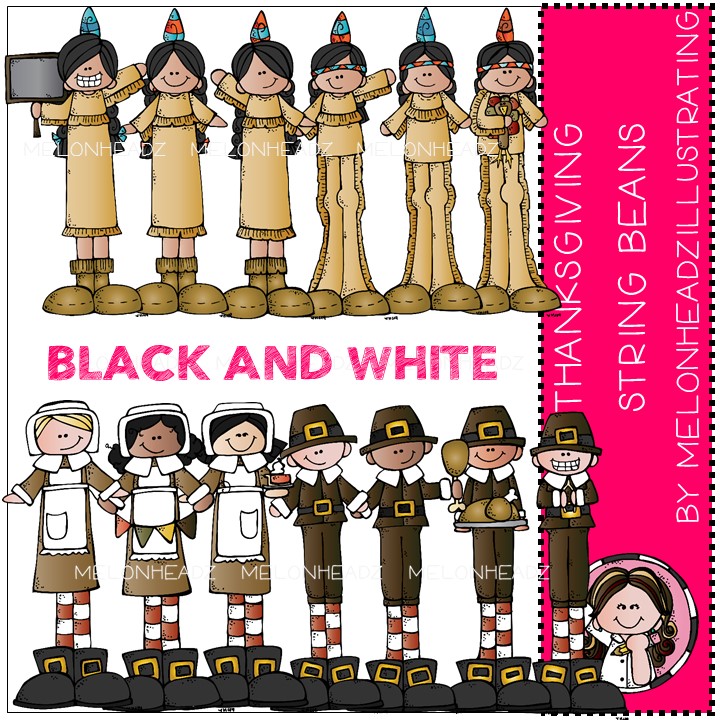 Thanksgiving clip art – Stringbeanz – BLACK AND WHITE - Melonheadz ...