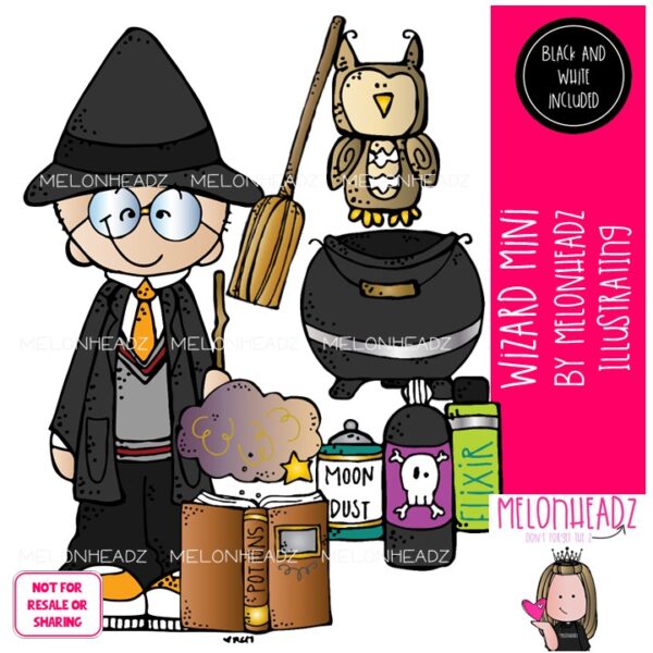Wizard clip art 2017, witch, cauldron Mini - Melonheadz