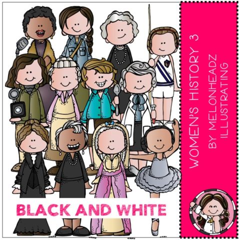 Womens History clip art – Set 3 – BLACK AND WHITE - Melonheadz
