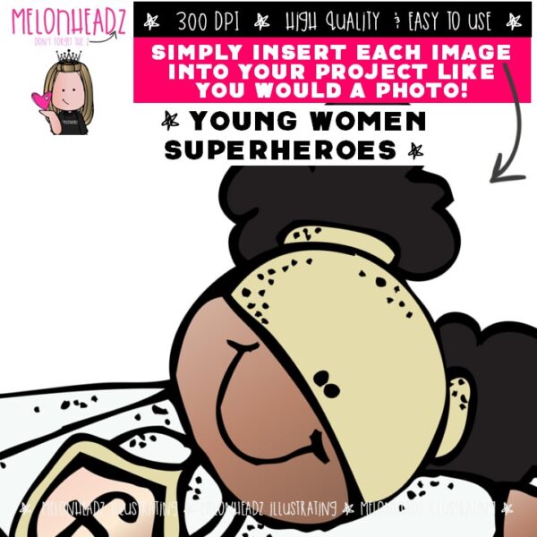 Young Women Superheroes clip art, LDS COMBO PACK - Melonheadz