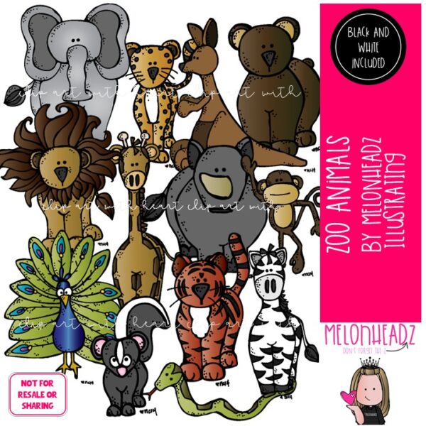 Zoo Animals clip art, Jungle Animals clip art COMBO PACK - Melonheadz