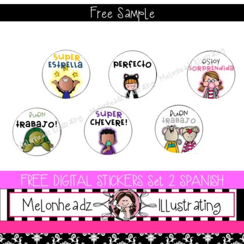Digital Stickers – Set 2 – FREEBIE Spanish Version - Melonheadz