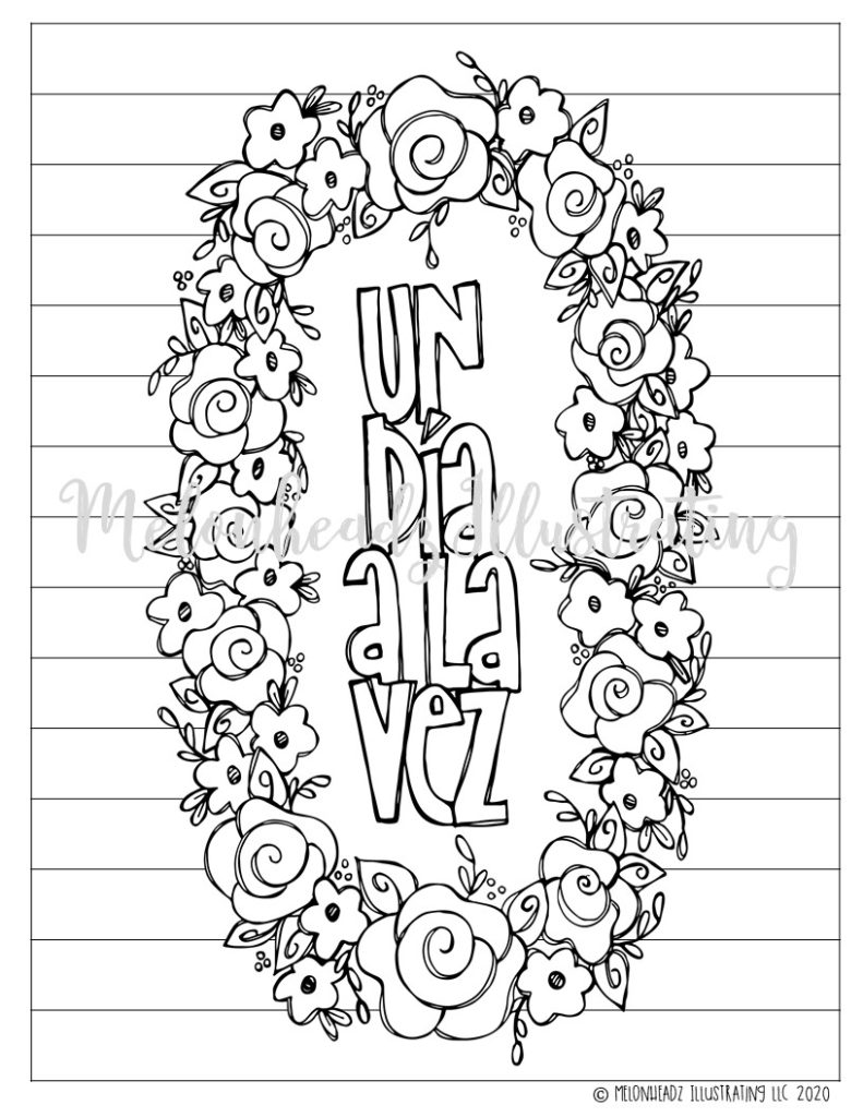 FREEBIE – One Day at a Time Coloring Page – Printable Spanish Version ...