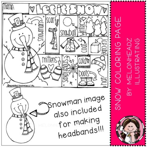 FREEBIE, Snow, Winter, Coloring Page, Printable - Melonheadz