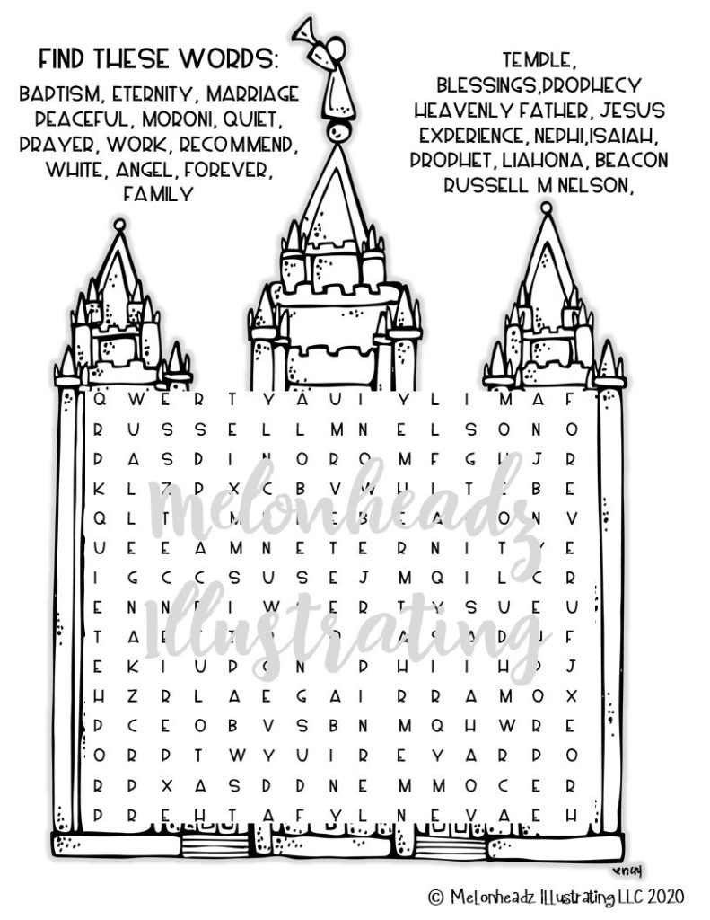 Temple Word Search LDS Printable FREEBIE - Melonheadz