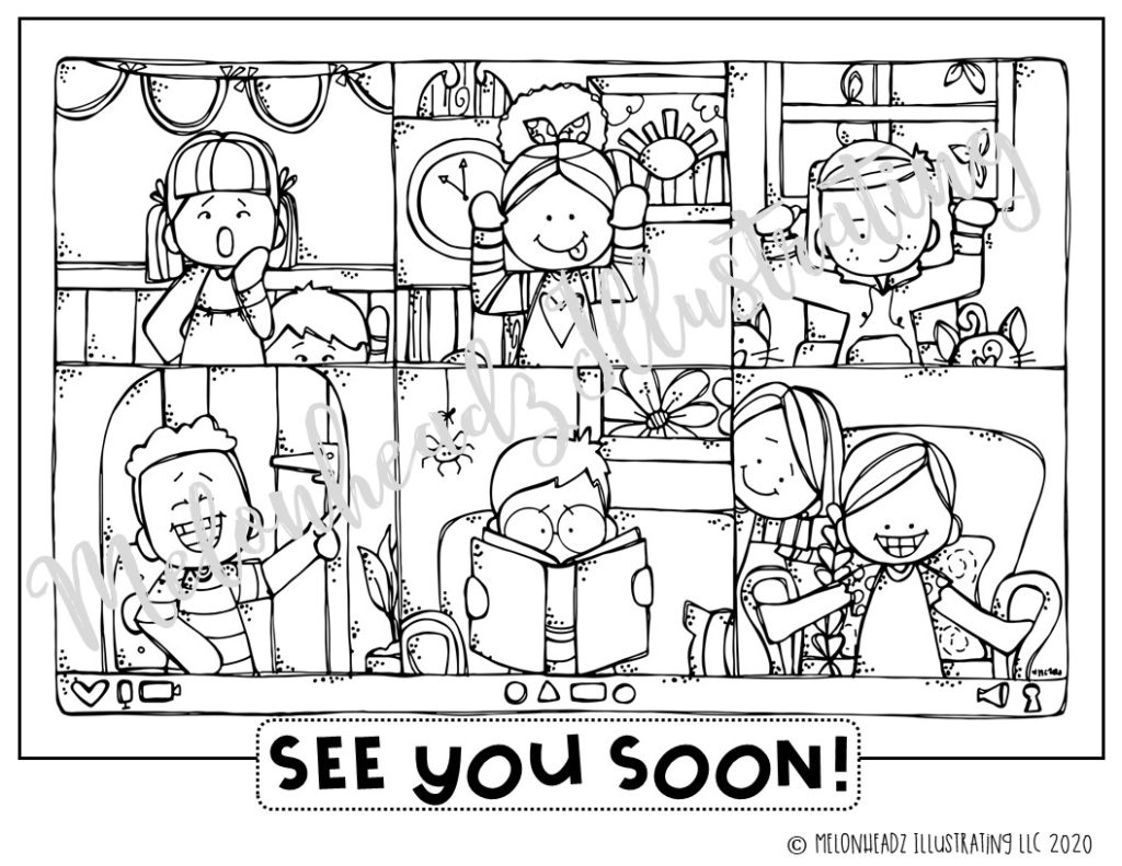 FREEBIE – Video Chat Coloring Page – Printable - Melonheadz