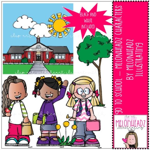 Go to School clip art – Melonheadz Characters – Mini - Melonheadz