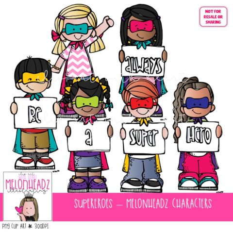 Superheroes clip art – Melonheadz Characters – Mini - Melonheadz