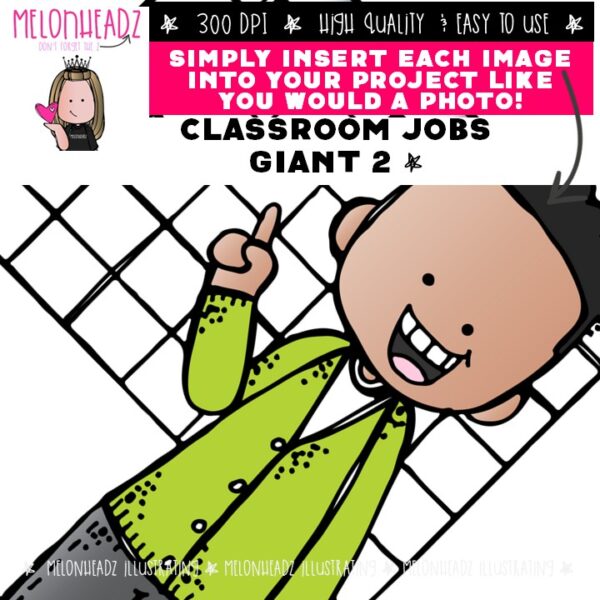 Classroom Jobs 2 clip art school, kidlettes GIANT - Melonheadz