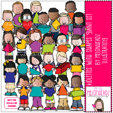 Kidlettes with Shapes clip art – GIANT set – COMBO PACK - Melonheadz