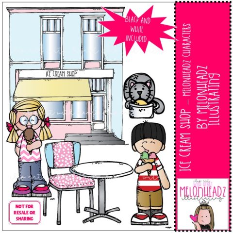 Ice Cream Shop clip art – Melonheadz Characters – Mini - Melonheadz