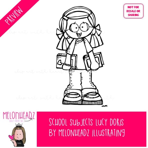 School Subjects clip art, Lucy Doris, Melonheadz Characters BLACK AND ...